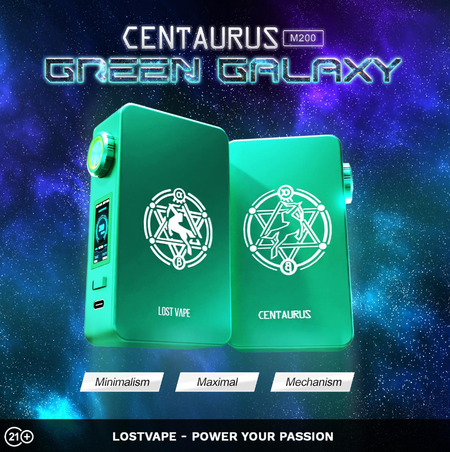 Mod Centaurus M200 200W Galaxy Green Authentic By LostVape – VAPEKU88